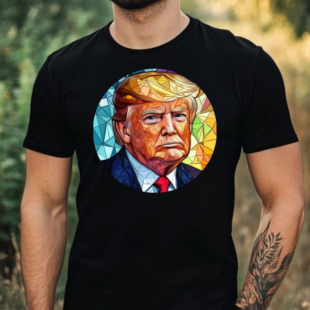 Trump Stained Glass Premium Men's T-shirt Cotton High-quality Printed ...