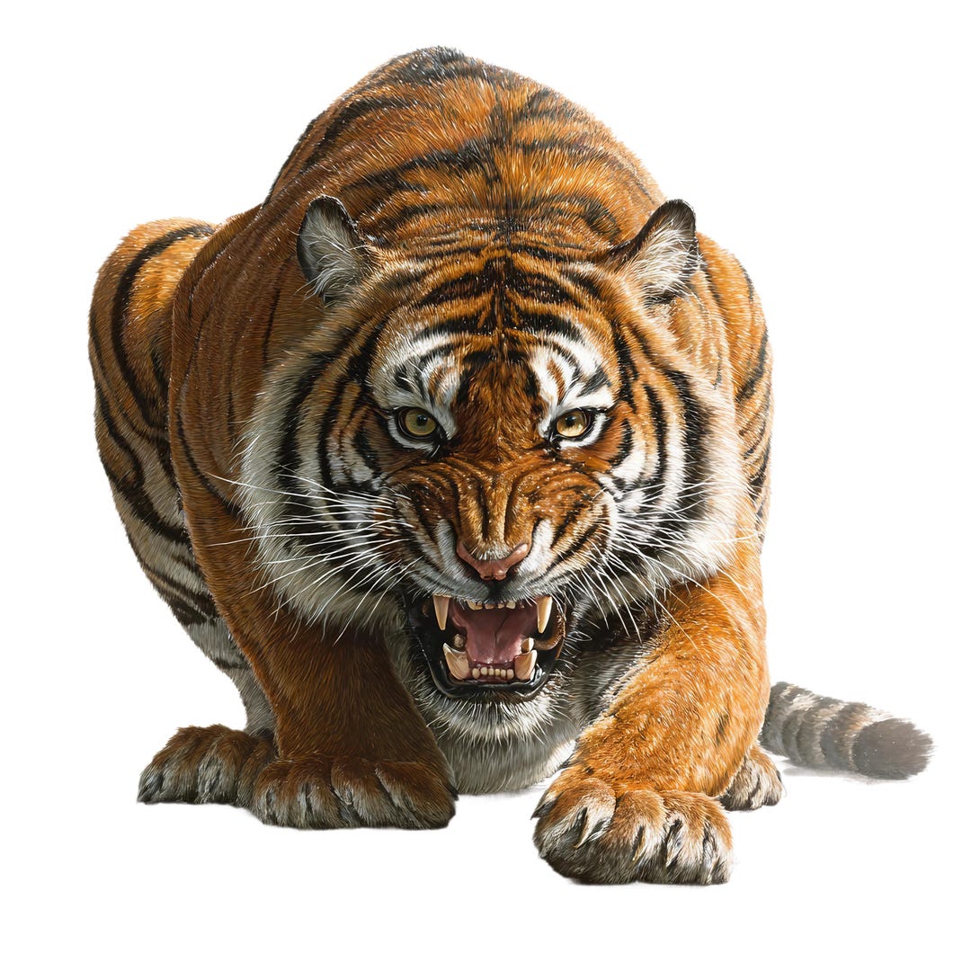 4X Tiger Stickers Angry Car Stickers Big Cat Head Wild Waterproof Vinyl ...