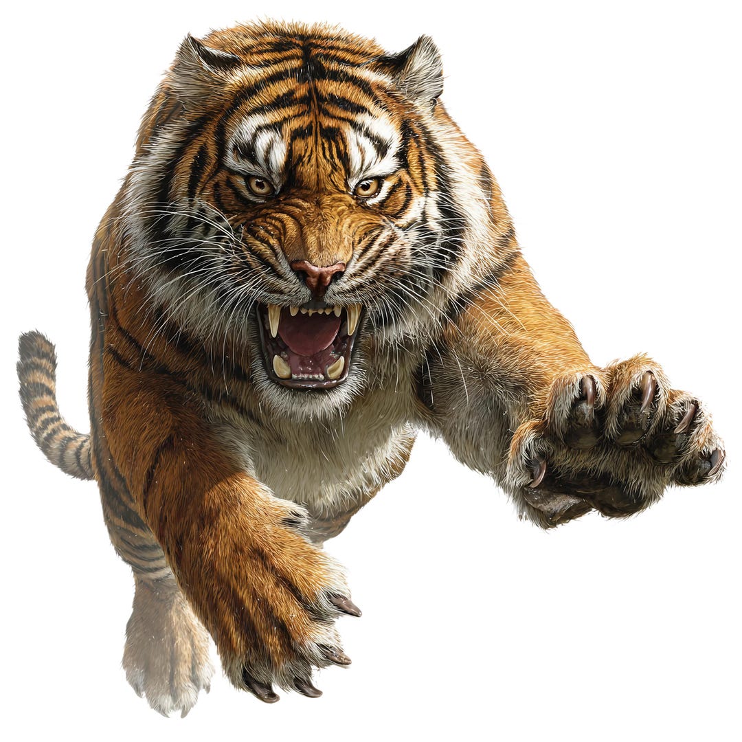 4X Tiger Stickers Angry Car Stickers Big Cat Head Wild Waterproof Vinyl ...