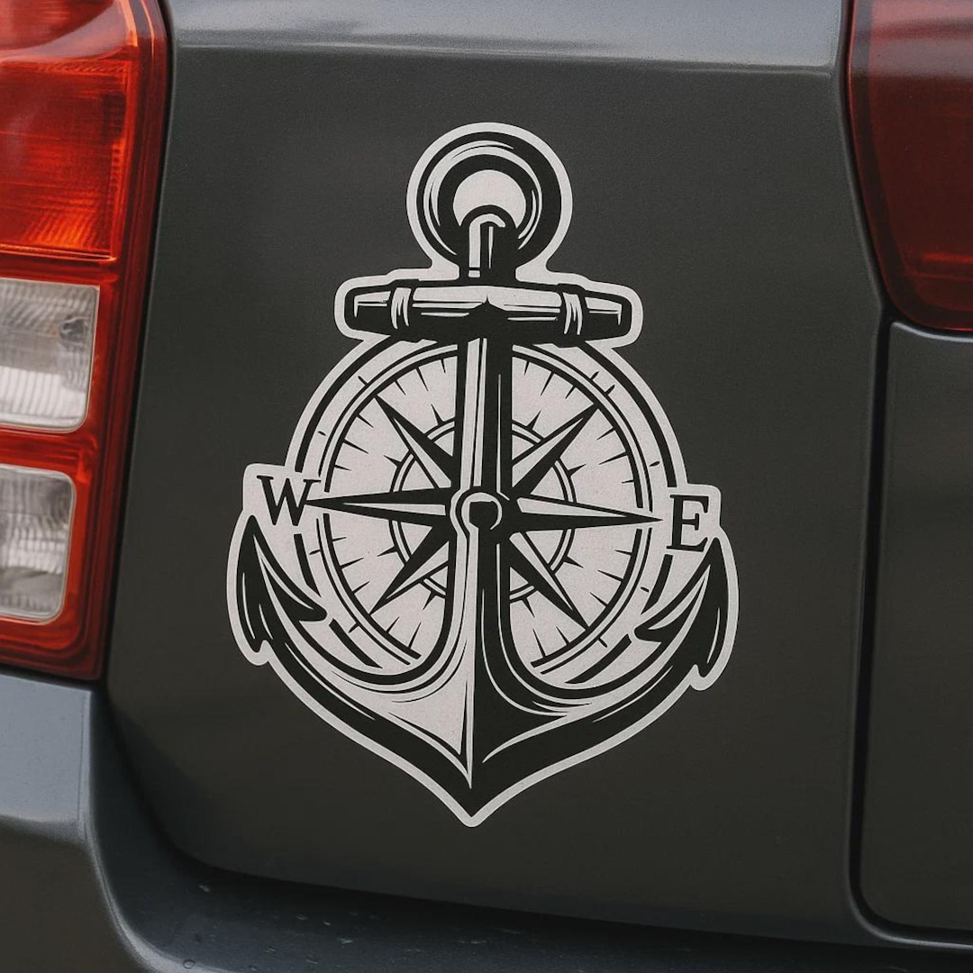Anchor and Compass Sticker Maritime Sticker for Car Laptop Motorhome ...