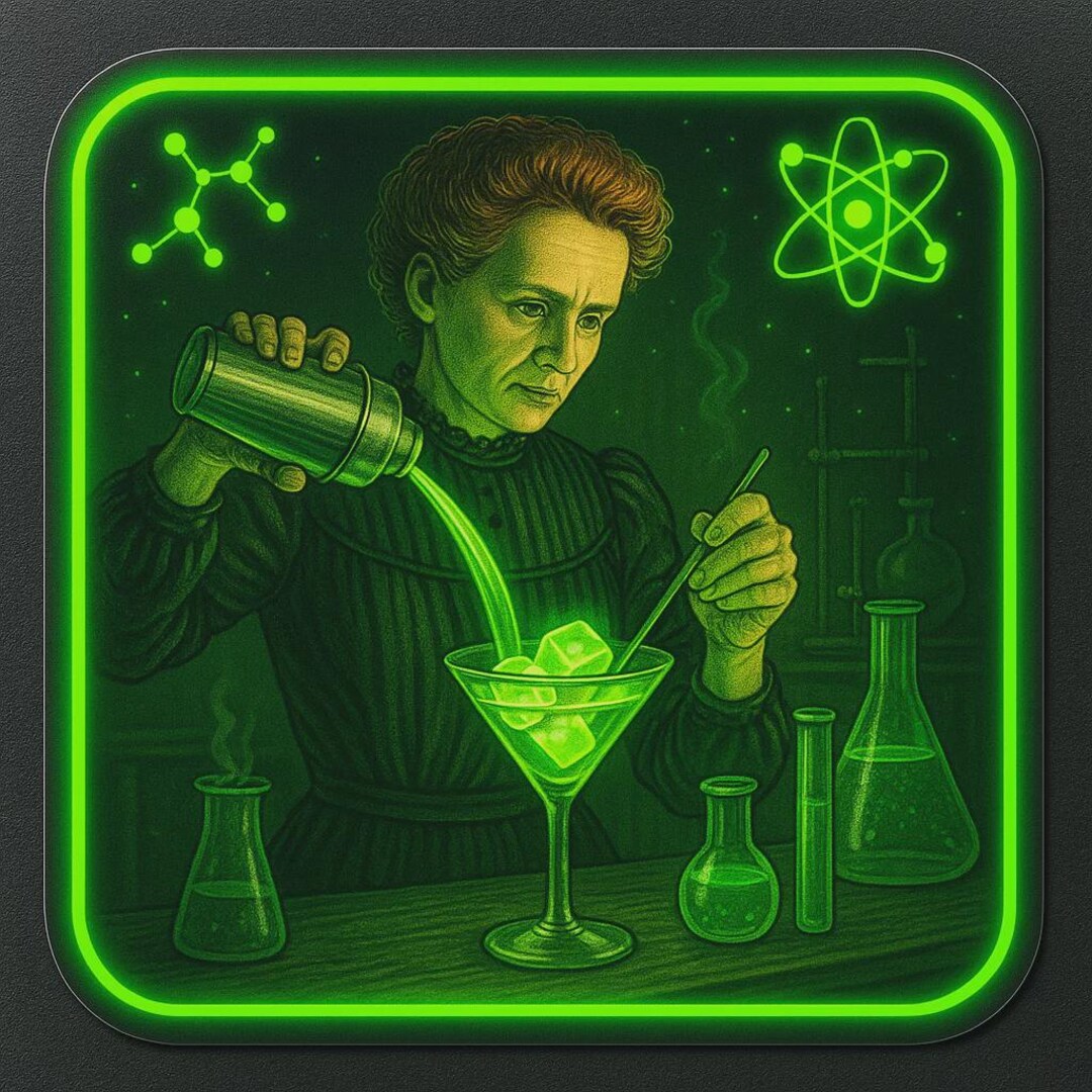 Marie Curie Sticker With Cocktails and Test Tubes. Funny Science ...