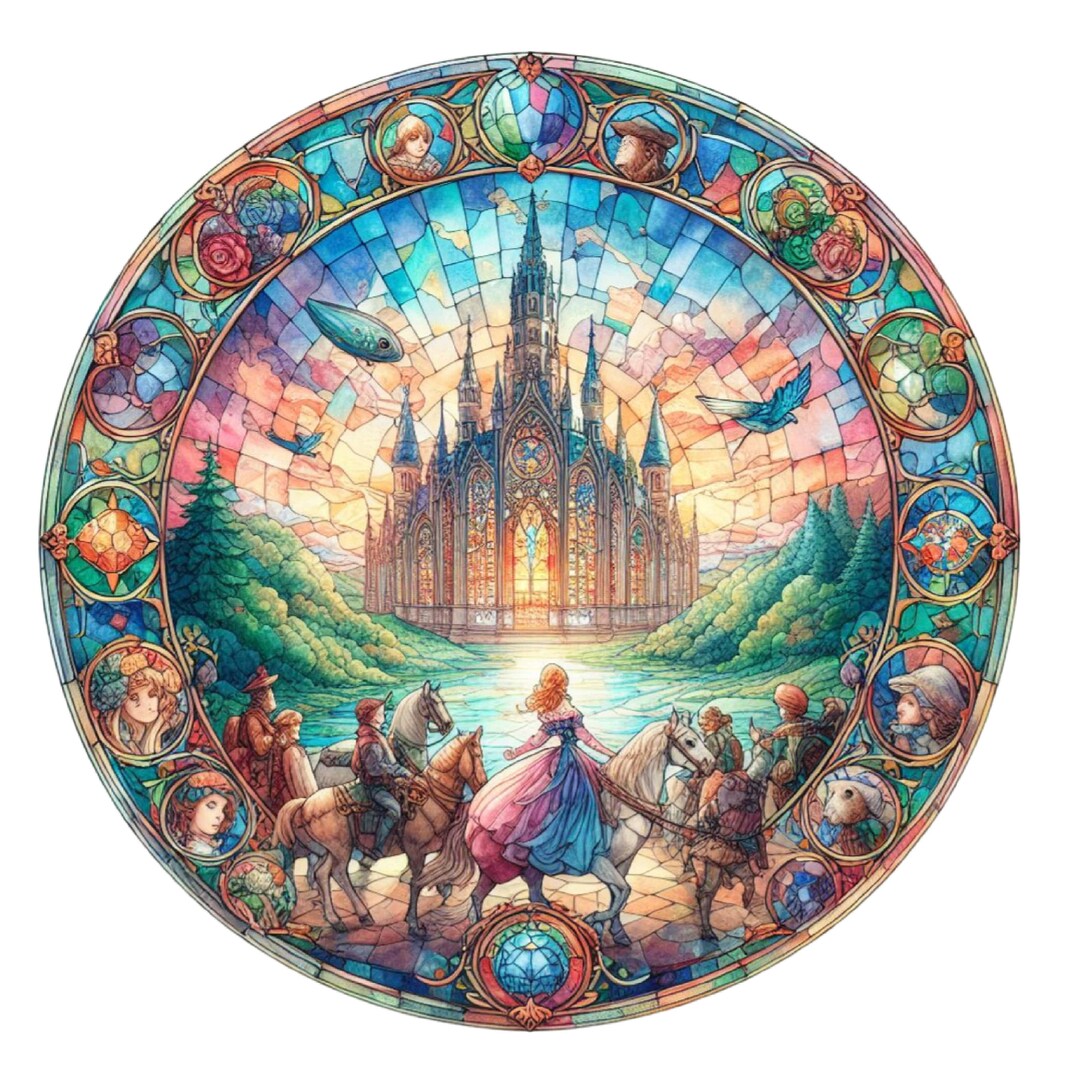 Car Sticker Stained Glass Fairy Tale Decal Weatherproof Outdoor Vinyl ...