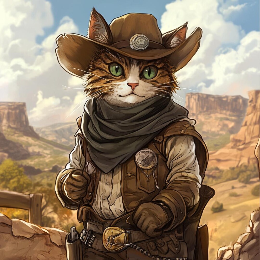 Wall Sticker Cowboy Cat in the Wild West Beautiful Wall Decoration Wall ...
