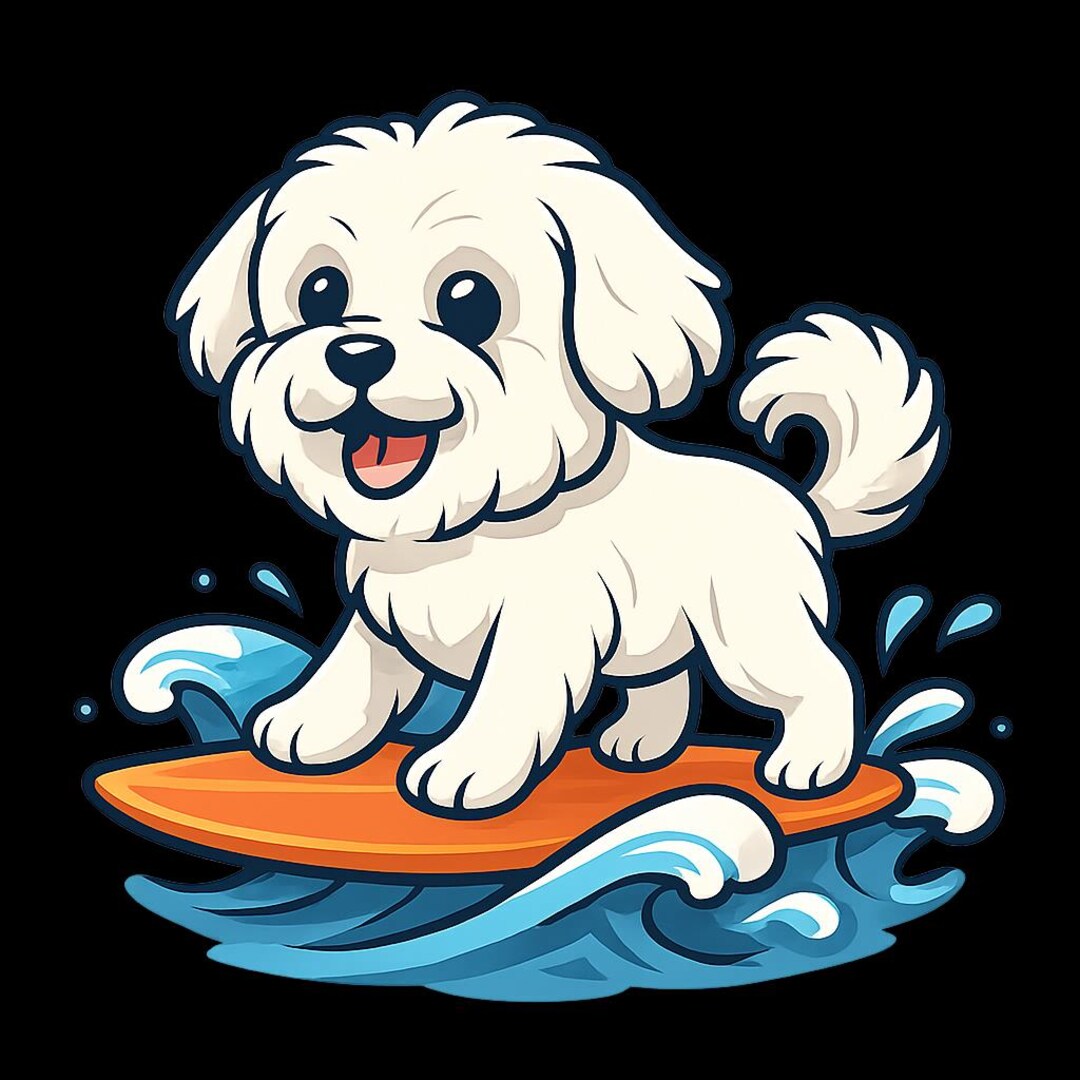 Maltese Dog Surfing Sticker Outdoor Uv-resistant Vinyl Sticker Made of ...