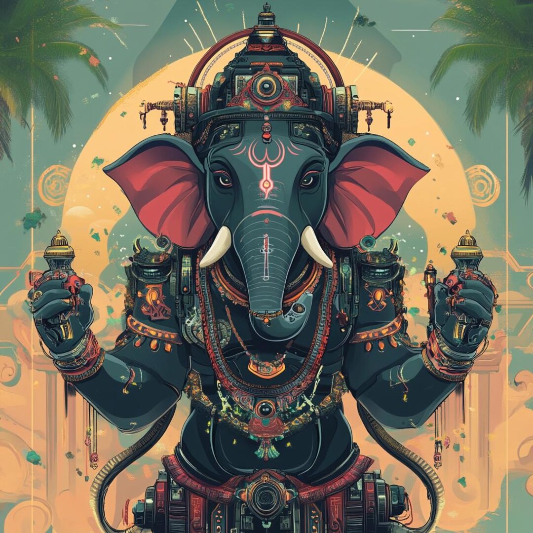 Wall Sticker Ganesha Robot Machine Wall Decoration Creative Wall Motif ...