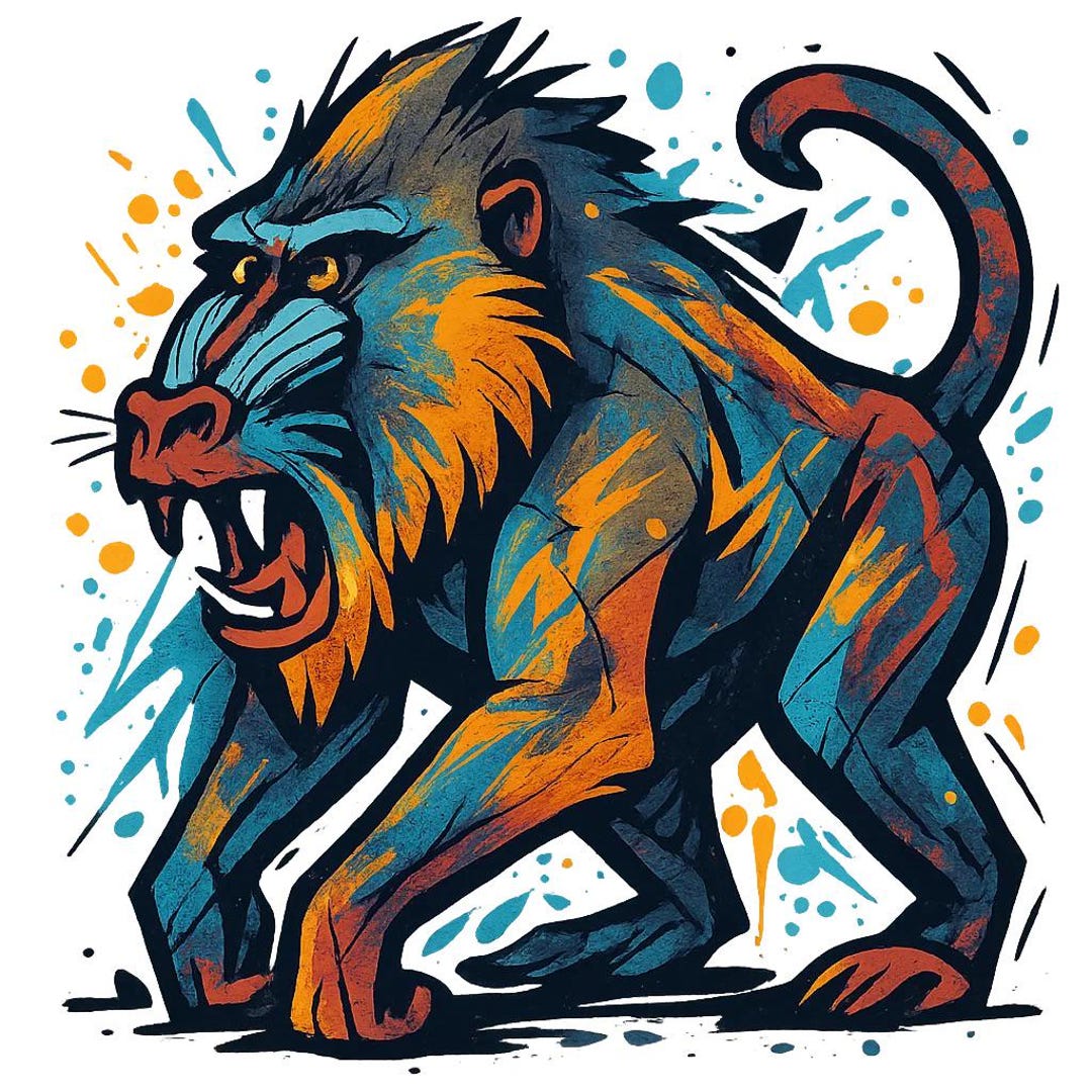 Baboon Graffiti Iron-on Patch – Cool Monkey Motif in Graffiti Style DTF ...