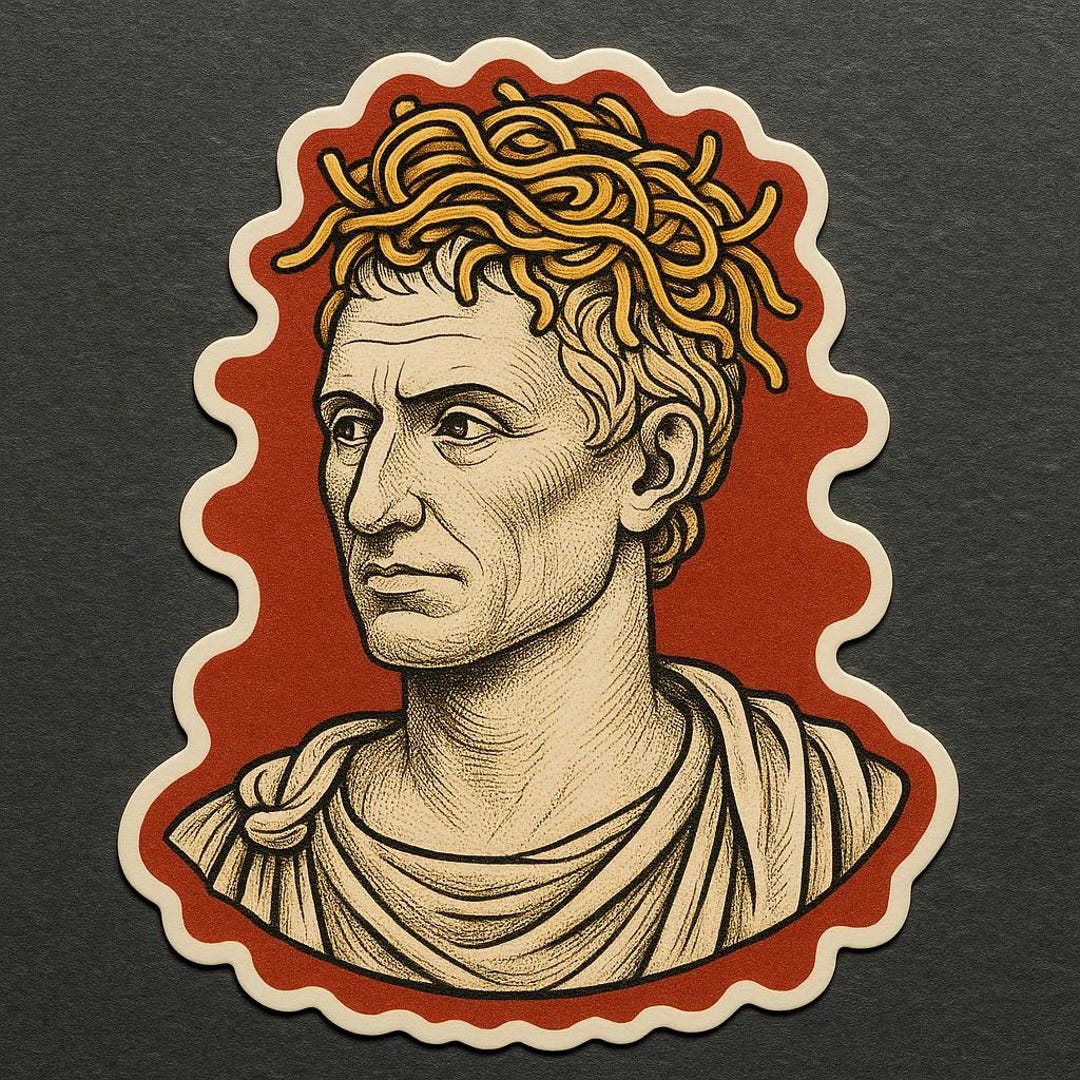 Julius Caesar Sticker With Spaghetti Crown Comic Sticker for History ...
