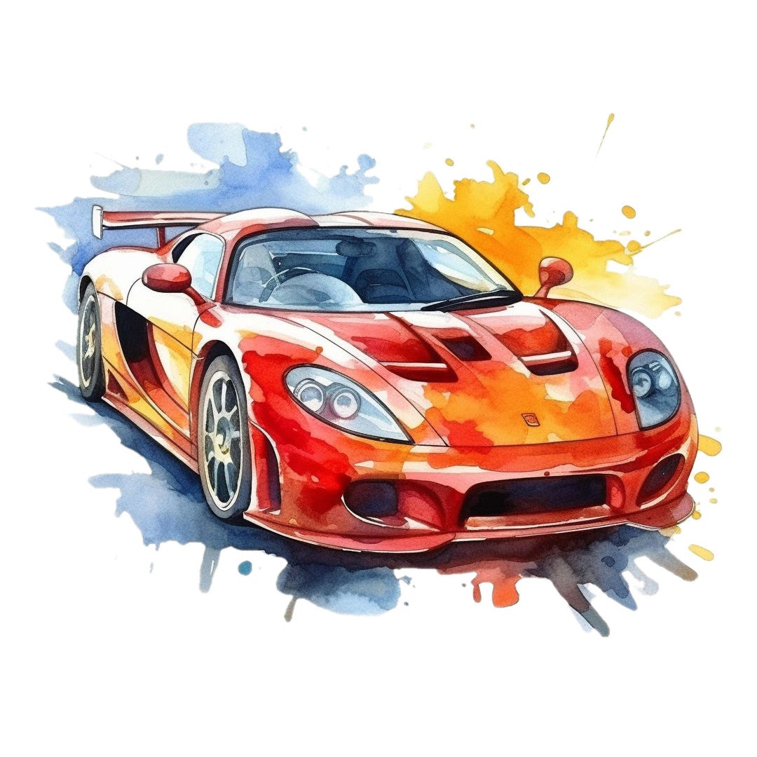 Watercolor Supercar Sticker Customizable Outdoor Vinyl Sticker - Etsy