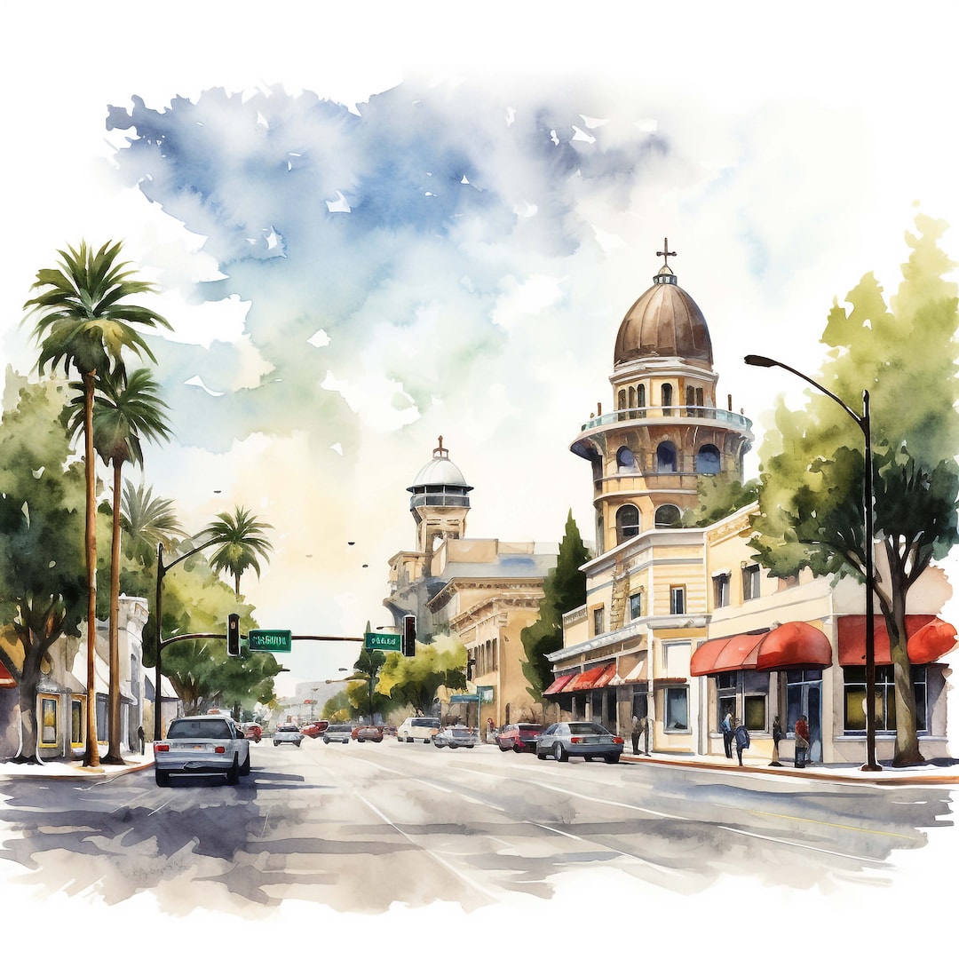 Car Sticker Watercolor Fresno California Decal Weatherproof Outdoor ...