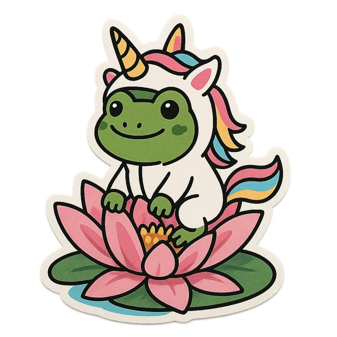 2X Frog Unicorn Sticker – Funny Animal Motif Frog in Unicorn Costume ...