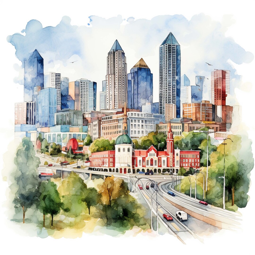 Car Sticker Watercolor Atlanta Georgia Decal Weatherproof Outdoor Vinyl ...