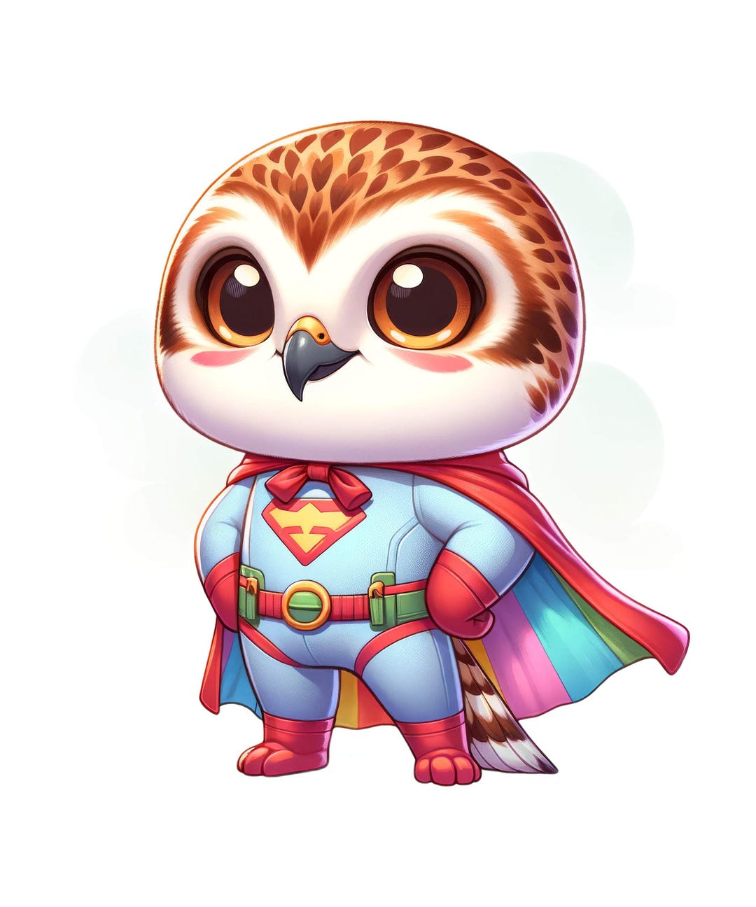 Superhero Owl Sticker Cute Bird Sticker in Kawaii Style With Cape for ...