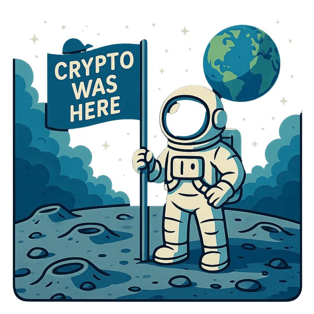 Crypto Astronaut Sticker | Moon Landing With Crypto Flag Sticker ...