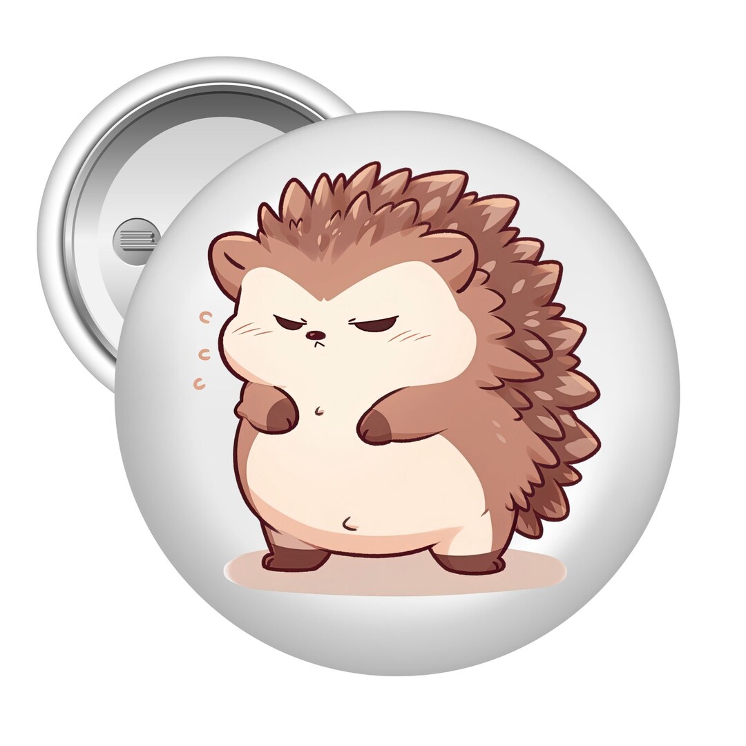 Handmade Buttons With Grumpy Animal Emoji Motif Individual Badges ...