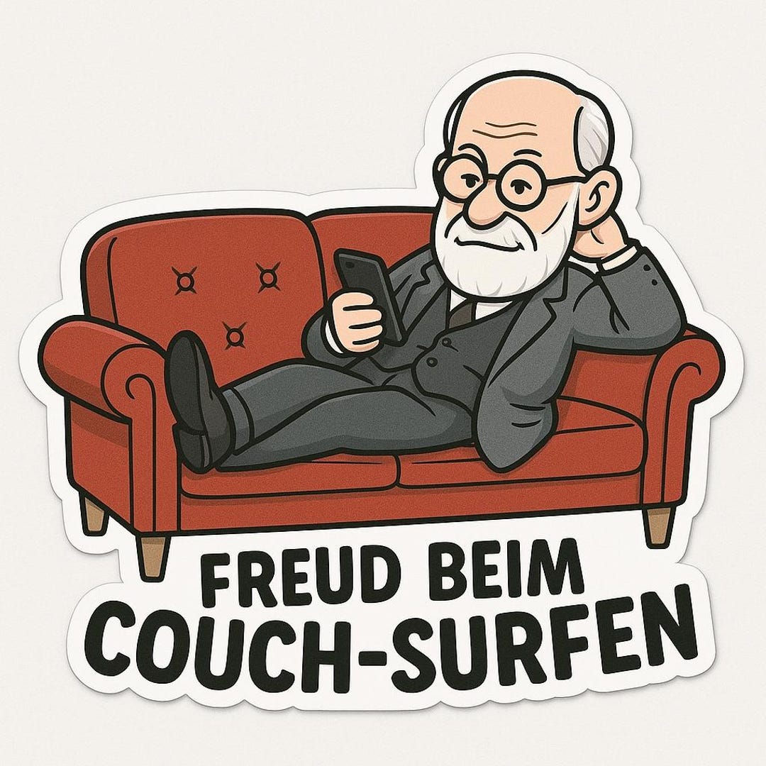 Freud Couch Surfing Sticker – Funny Car Sticker – Weatherproof, Clever ...