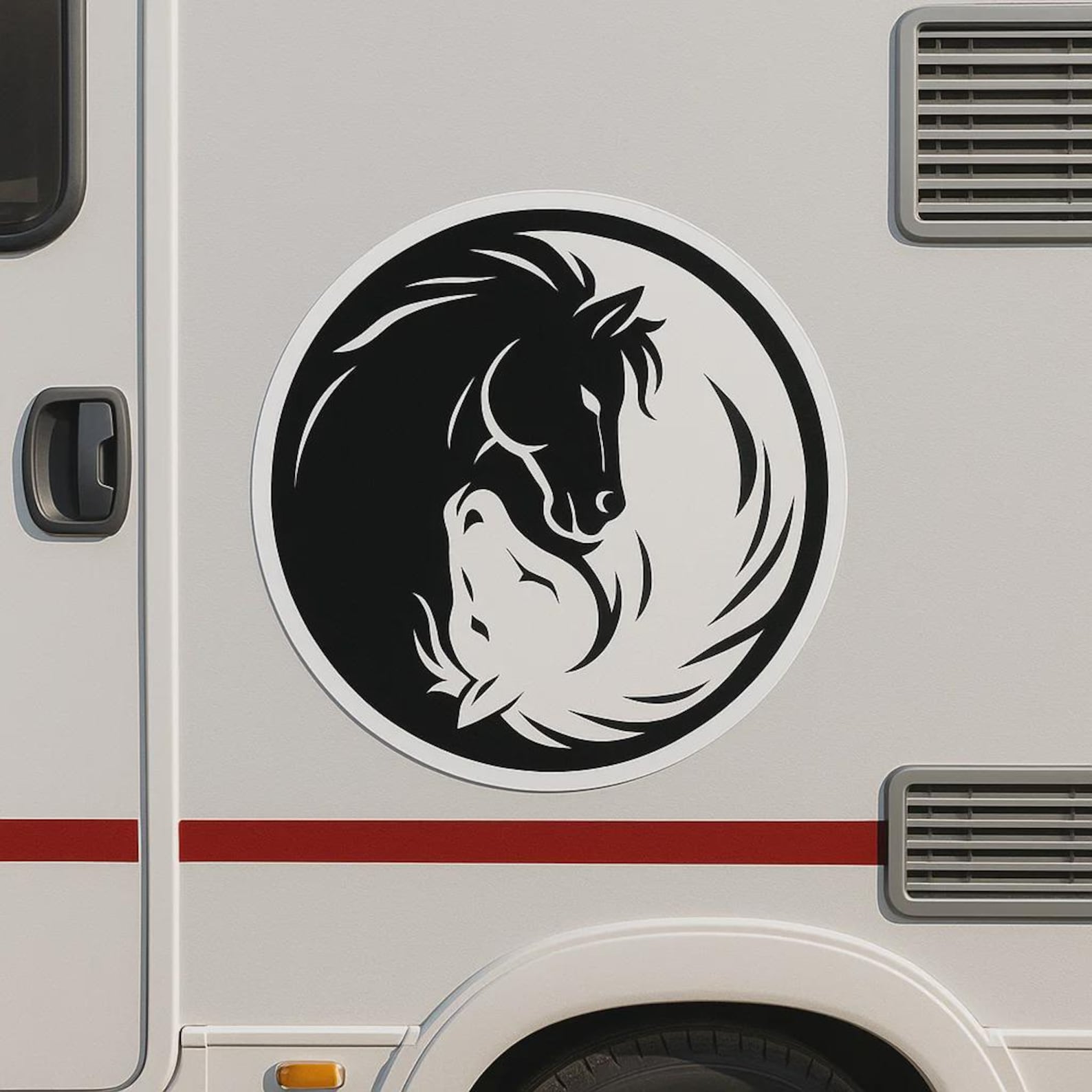 Yin Yang Horse Sticker Spiritual Sticker With Black and White Horse for ...