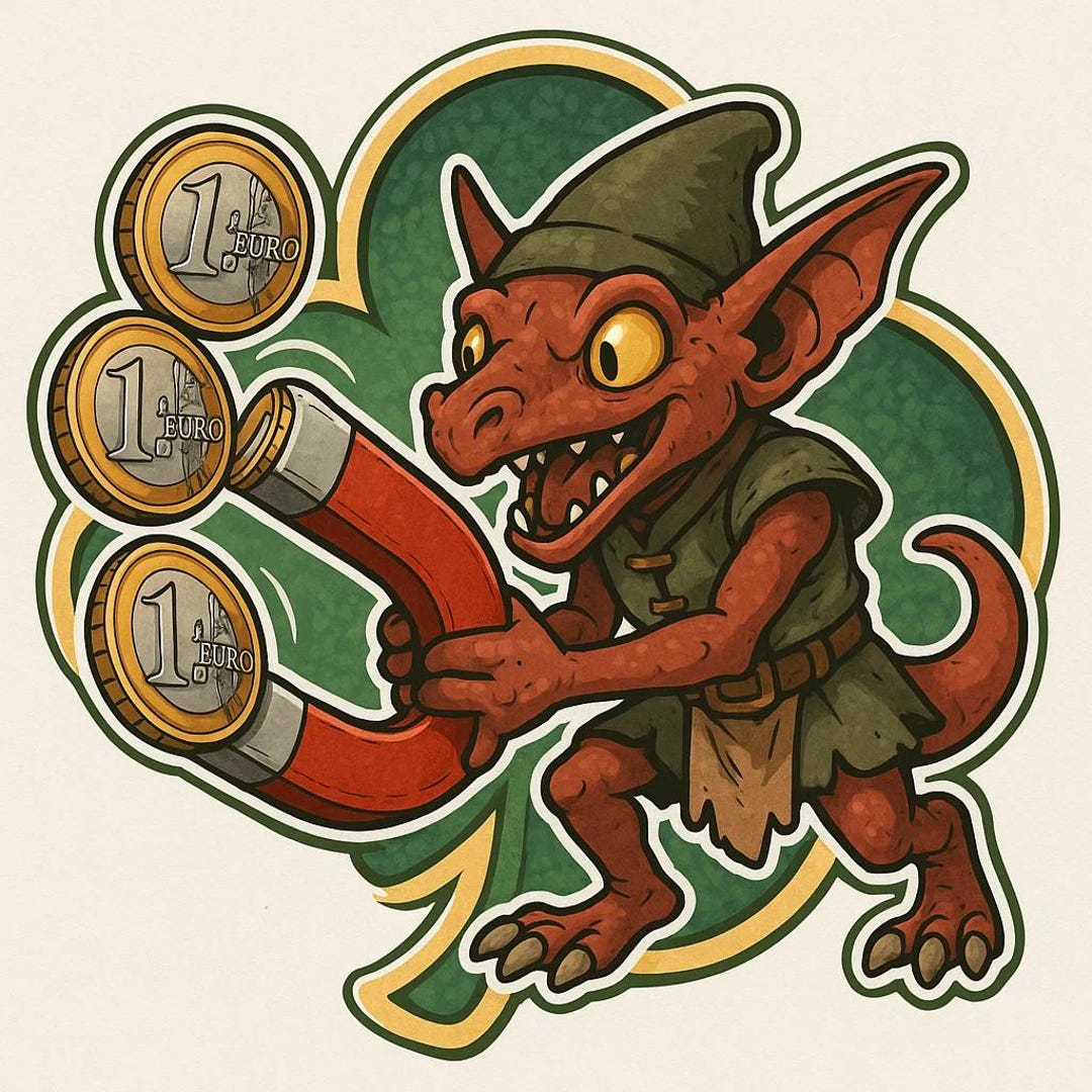 Goblin Sticker With Magnet and Gold Coins Comic Sticker for Fortune ...