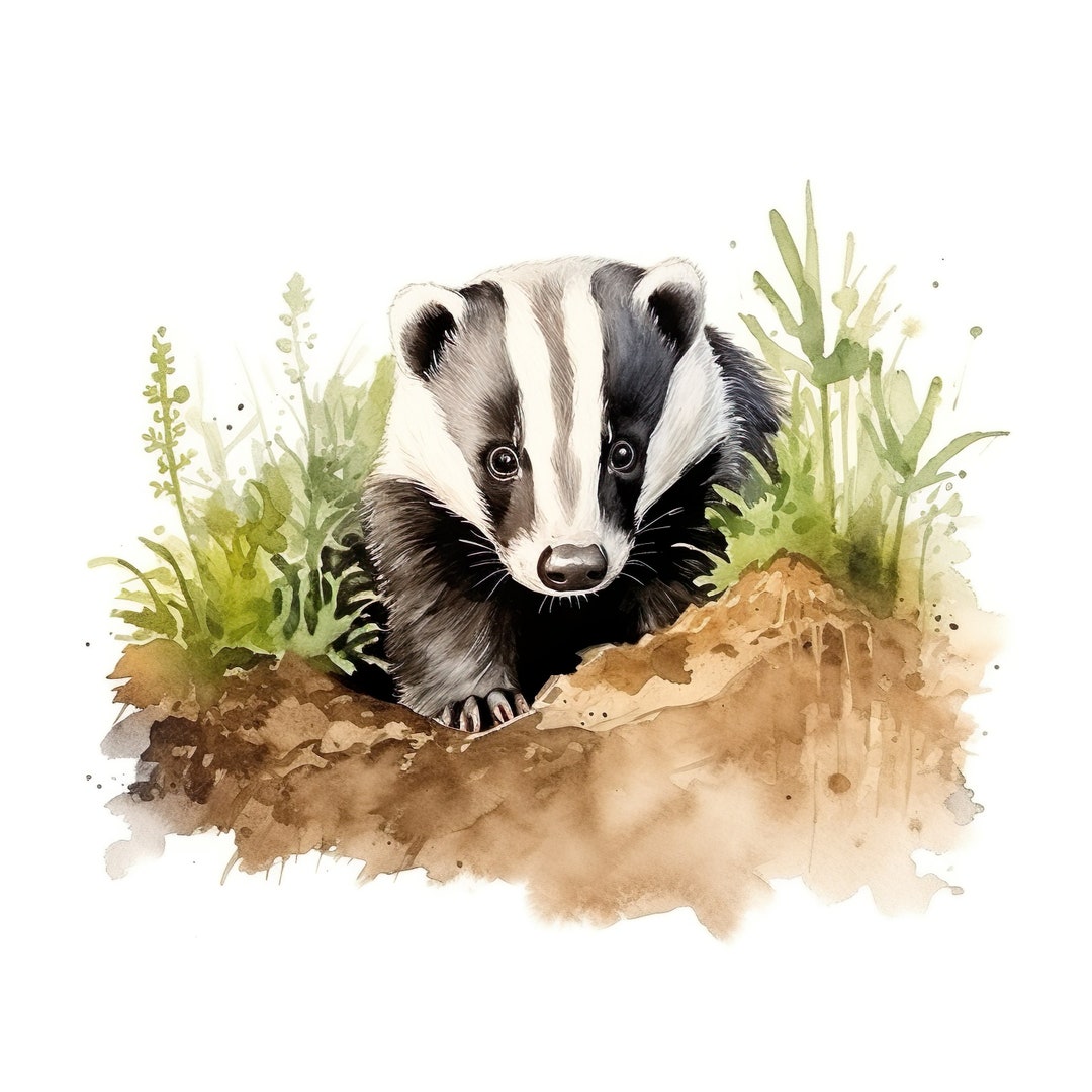 Car Decal Sticker Adorable Badger Watercolor Decal Weatherproof Outdoor ...