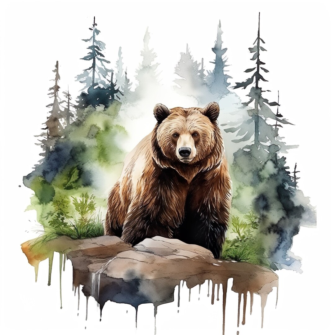 Bear Watercolor Sticker Personalizable Outdoor Uv-resistant Vinyl ...