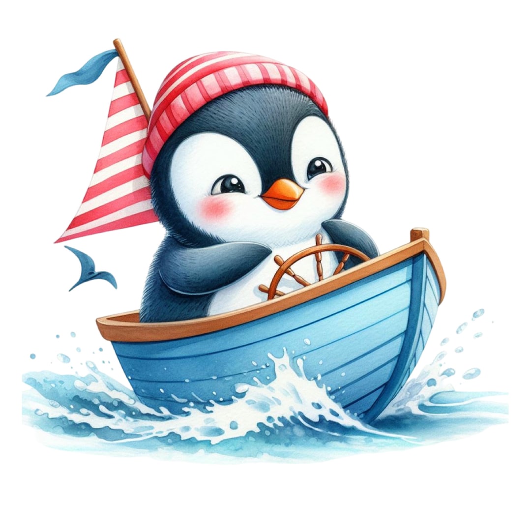 Lustige Pinguin Pool Party Sticker Set 9×9 cm Aquarell Funny Penguin ...