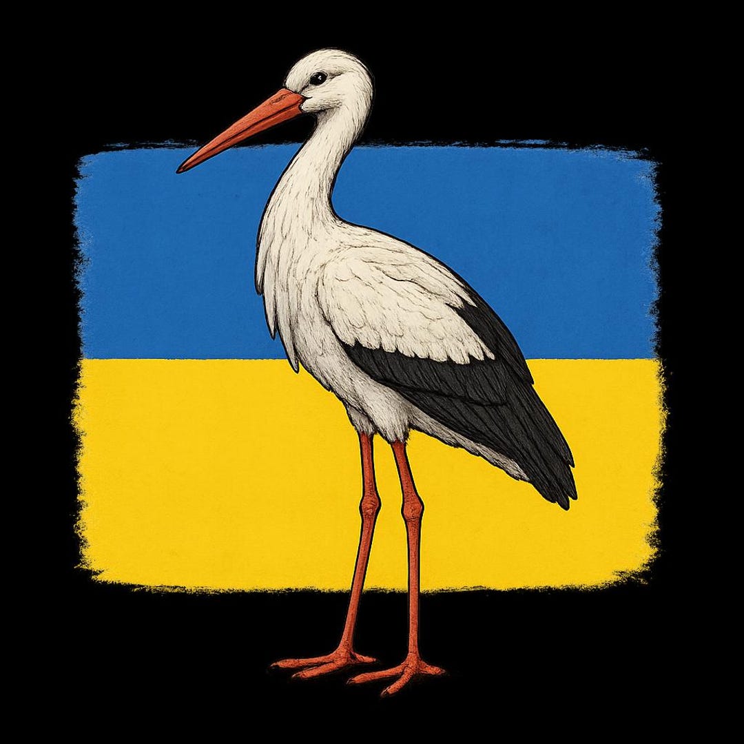 Stork With Ukrainian Flag Sticker Outdoor Uv-resistant Vinyl Sticker ...