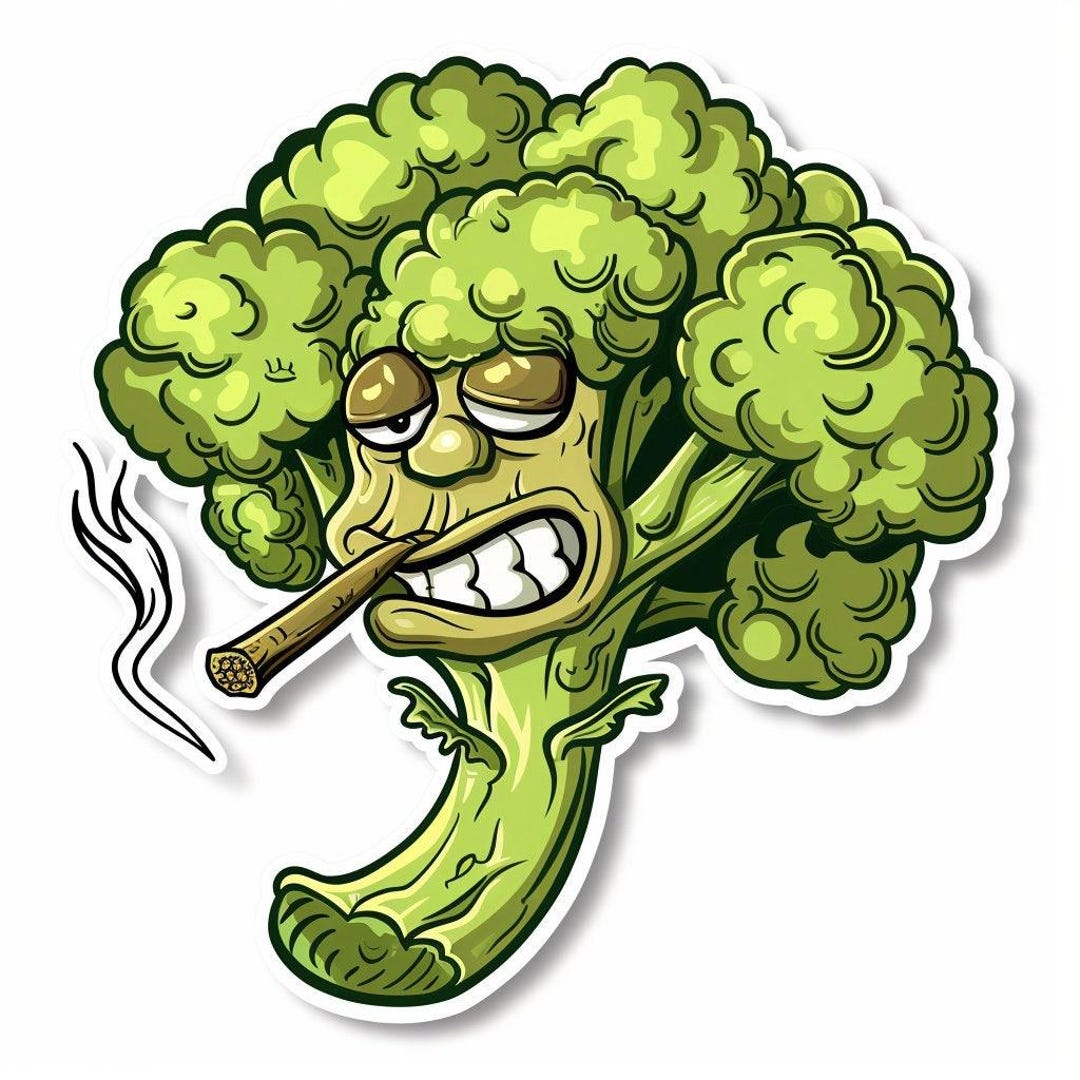 Funny Broccoli Car Sticker in Cartoon Style, Funny Vegetable Sticker ...