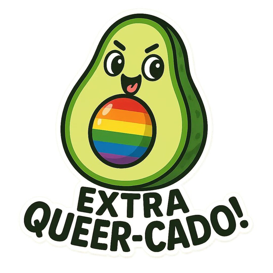 Extra Queer-cado Sticker With Rainbow Avocado – LGBTQ+ Pride Motif, Colorful Avocado Sticker ...