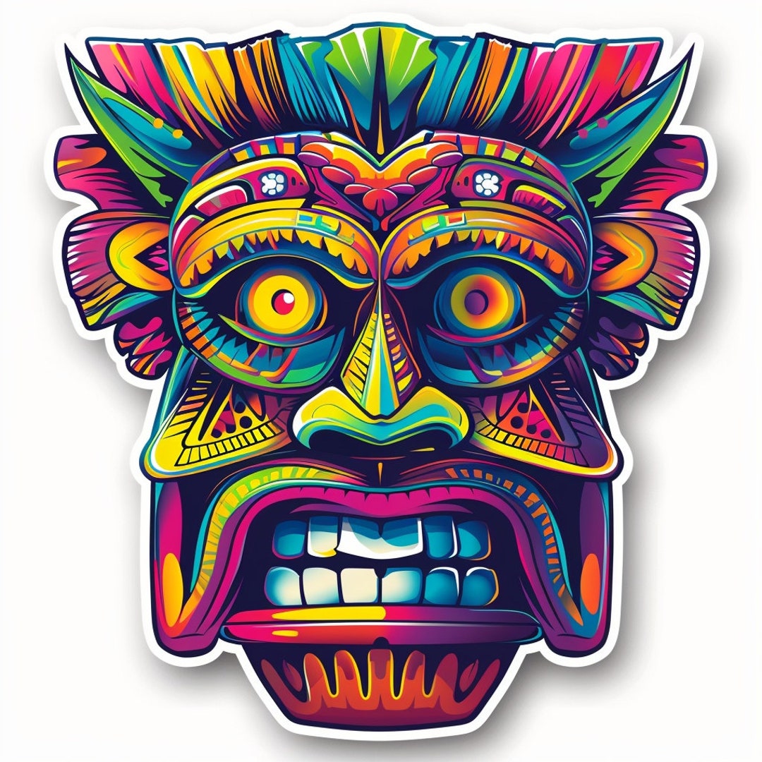 Car Sticker Colorful Tiki Head Sticker Weatherproof Outdoor Vinyl - Etsy