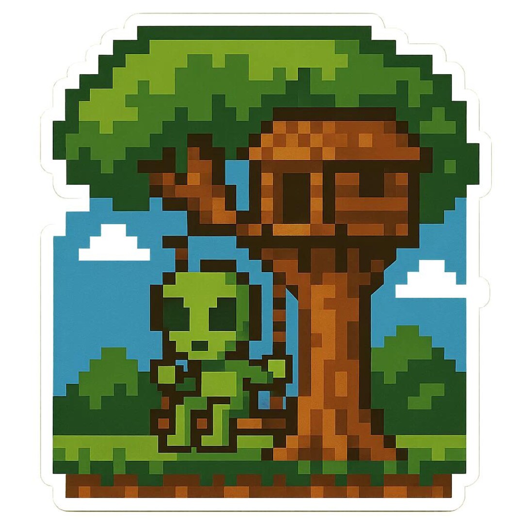 3x Alien on a Swing in a Treehouse Sticker – Funny Car Sticker ...