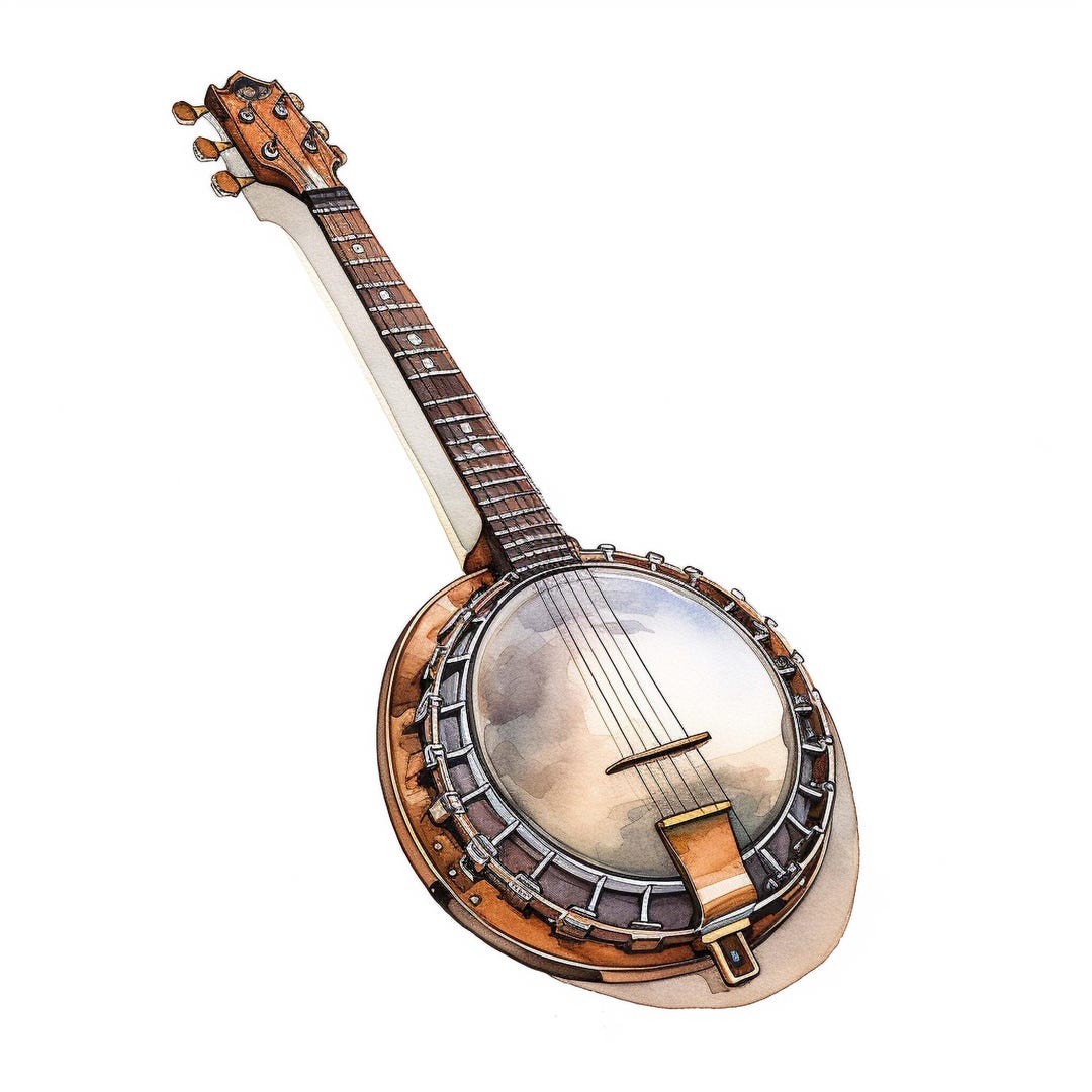 Car Sticker Watercolor Banjo Sticker Musical Instrument Sticker Vintage ...