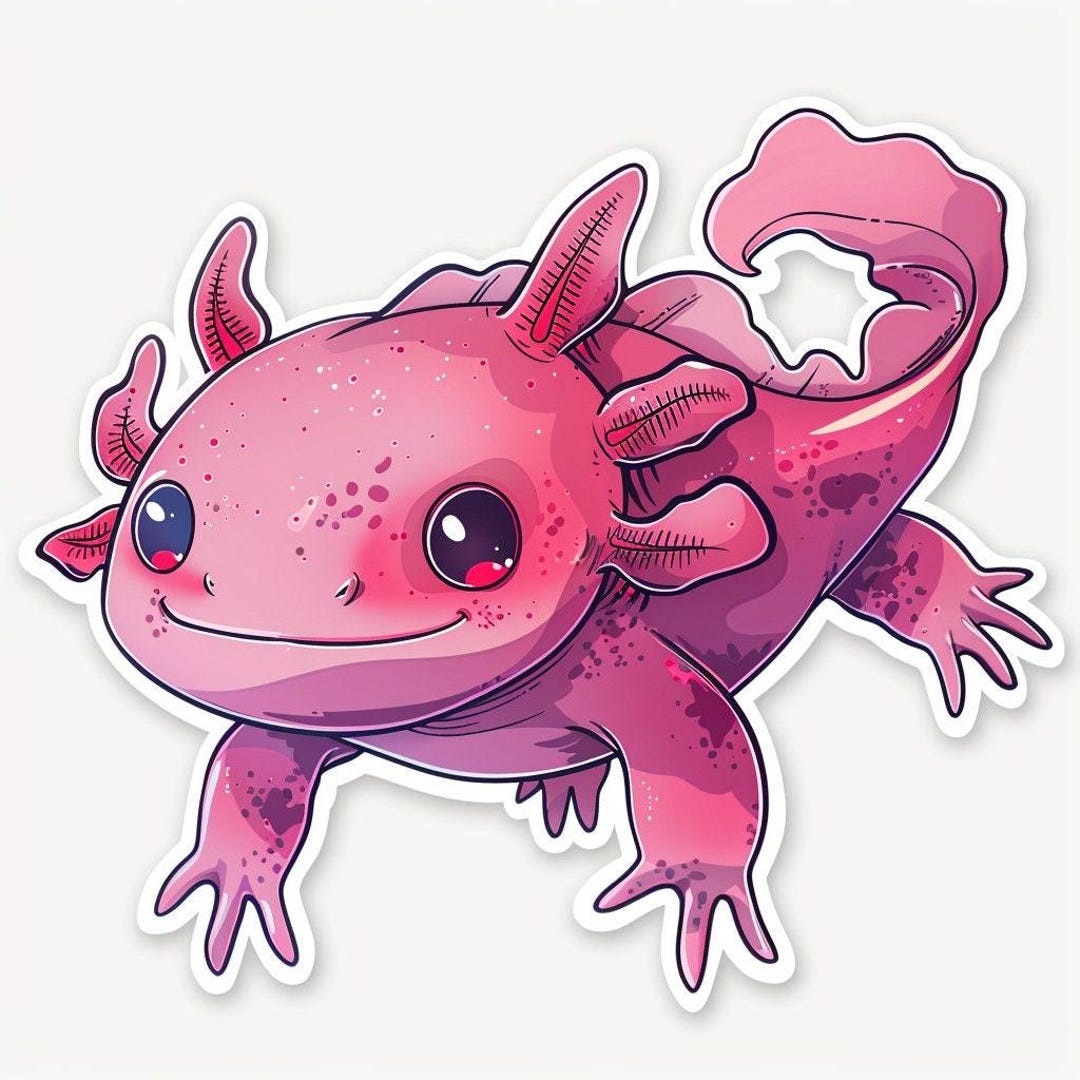 Axolotl Car Sticker – Cute Newt Sticker for Car – Kawaii Axolotl ...