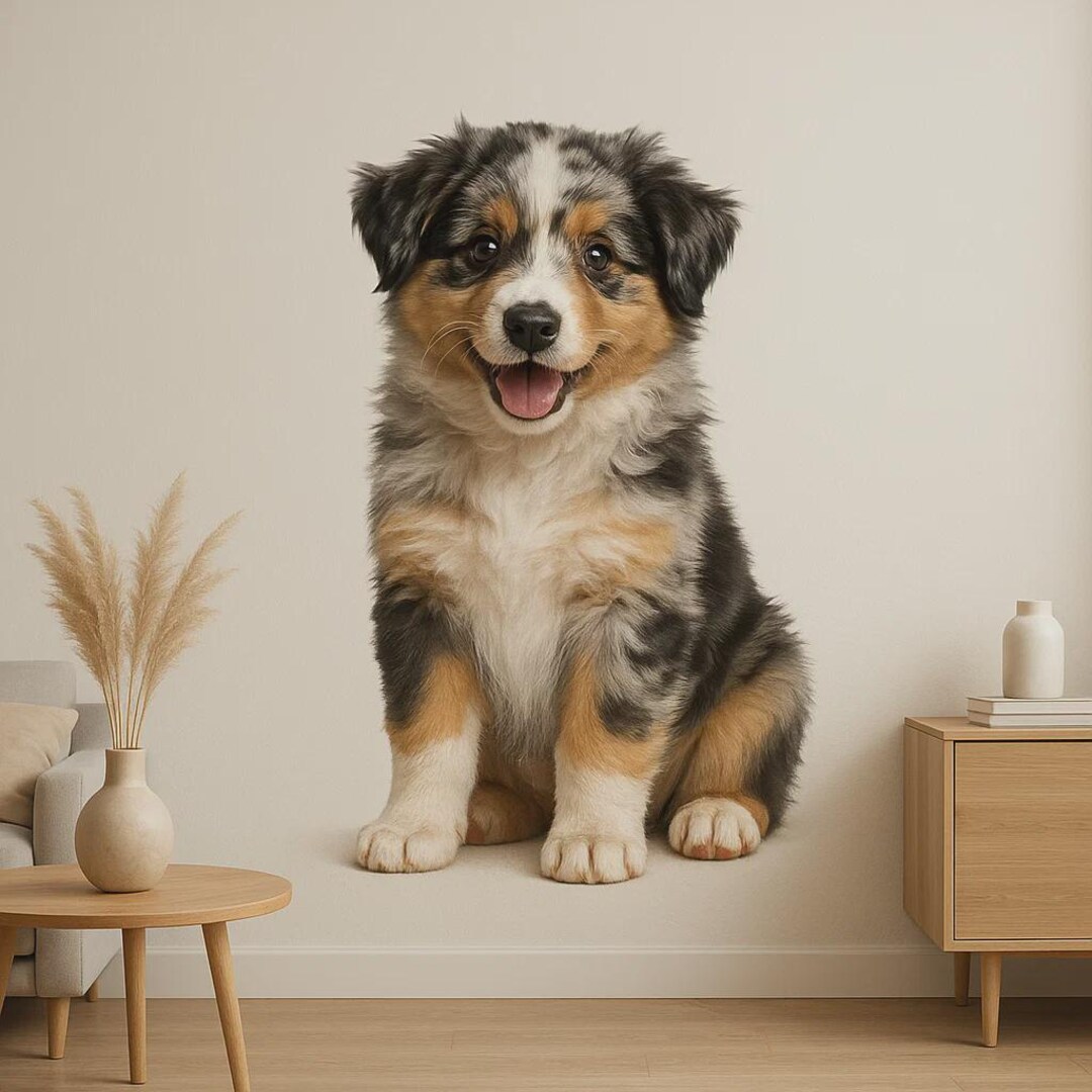 Australian Shepherd Puppy Wall Sticker – Cute Dog Motif for Children’s ...