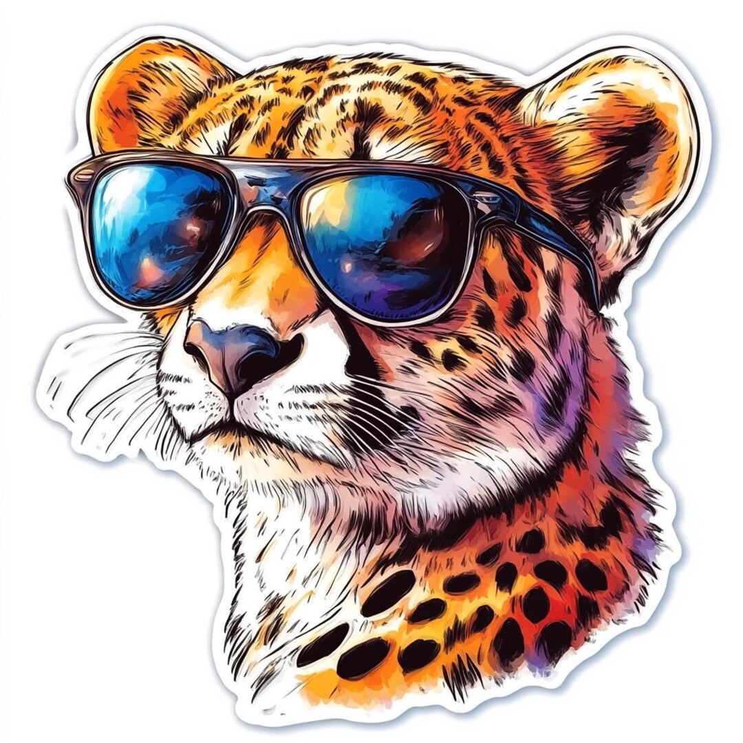 Cheetah Sticker Watercolor Sticker With Wild Cat Motif Wall Decal Car ...