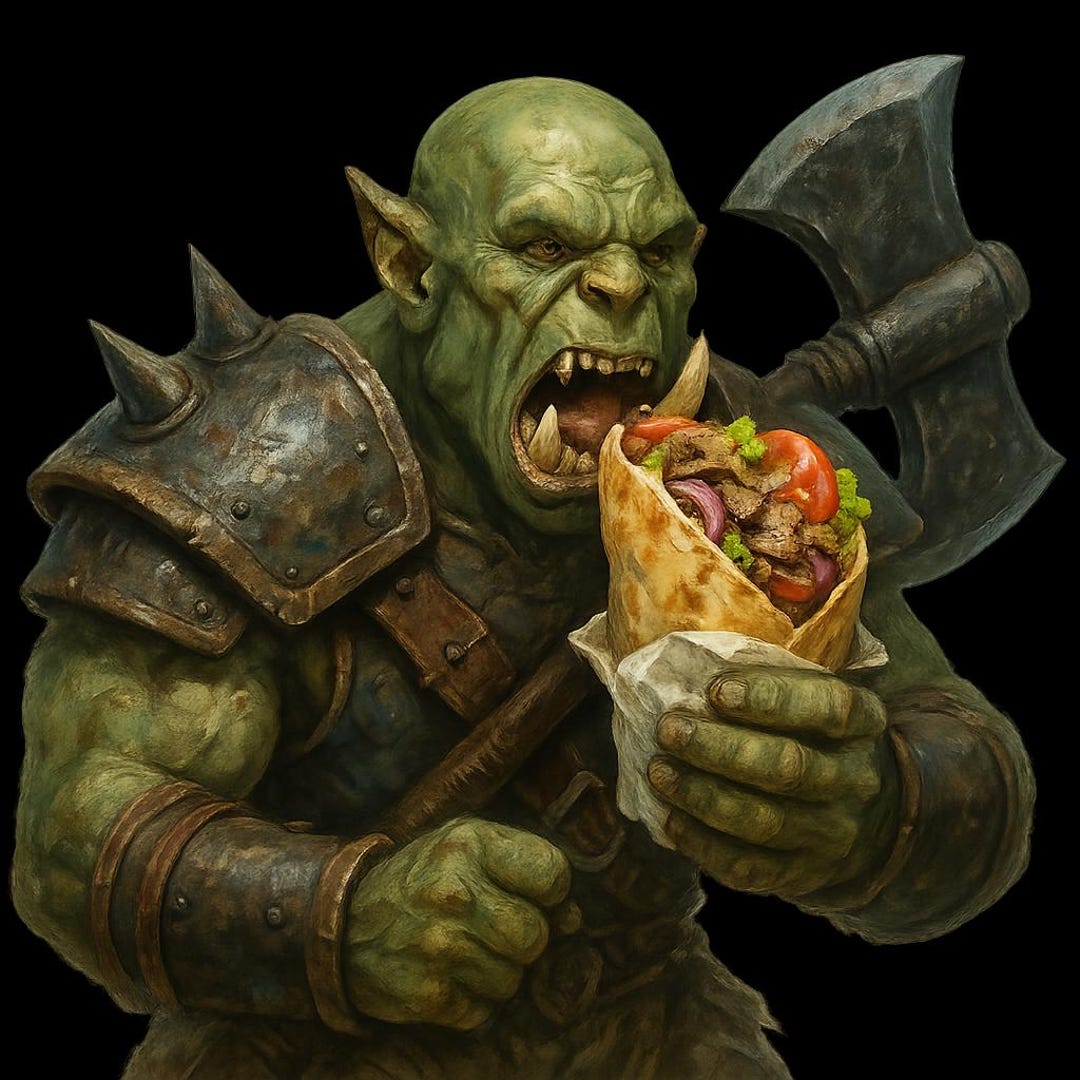 Orc Warrior Eats Doner Sticker Outdoor Uv-resistant Vinyl Sticker Made ...