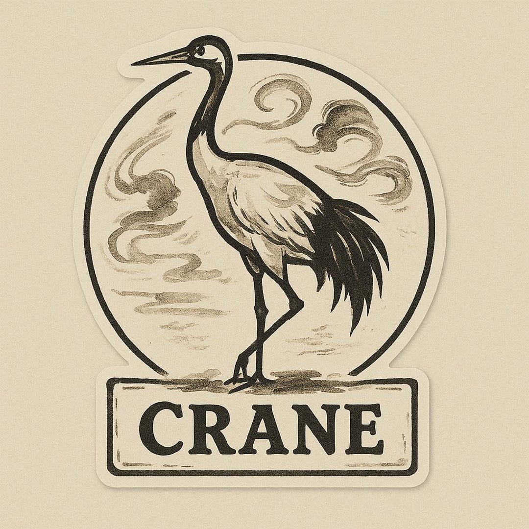 Crane Ink-style Sticker Car Sticker. Please Note: Shipping in a Folded ...