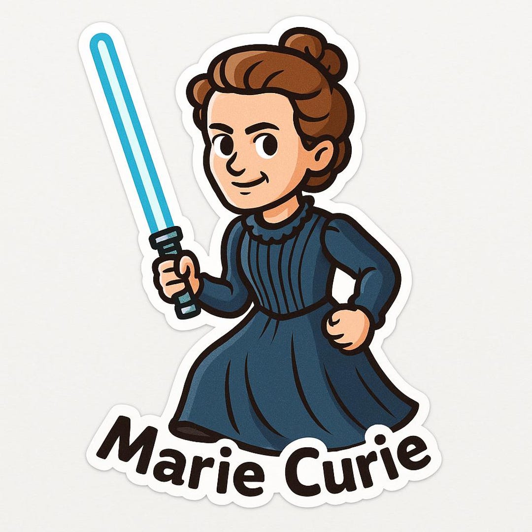 Marie Curie With Laser Sword Sticker Outdoor Uv-resistant Vinyl Sticker ...