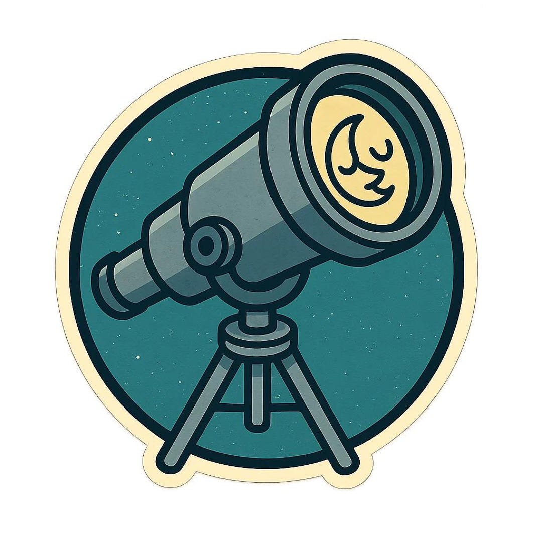 Astronomy Telescope Sticker | Funny Space Nerd Sticker With Crescent ...