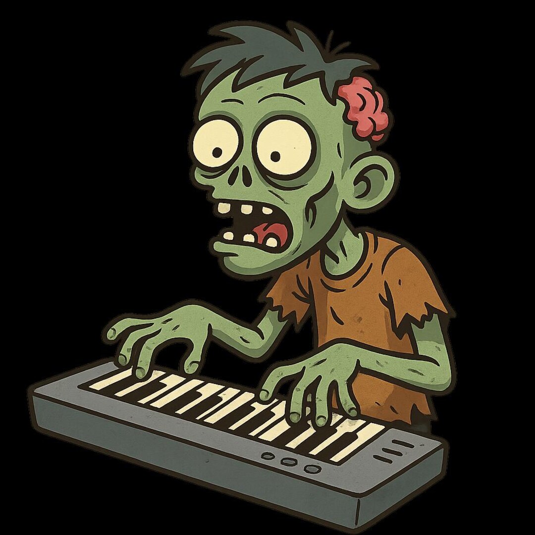 Zombie Playing Keyboard Sticker Outdoor Uv-resistant Vinyl Sticker Made ...