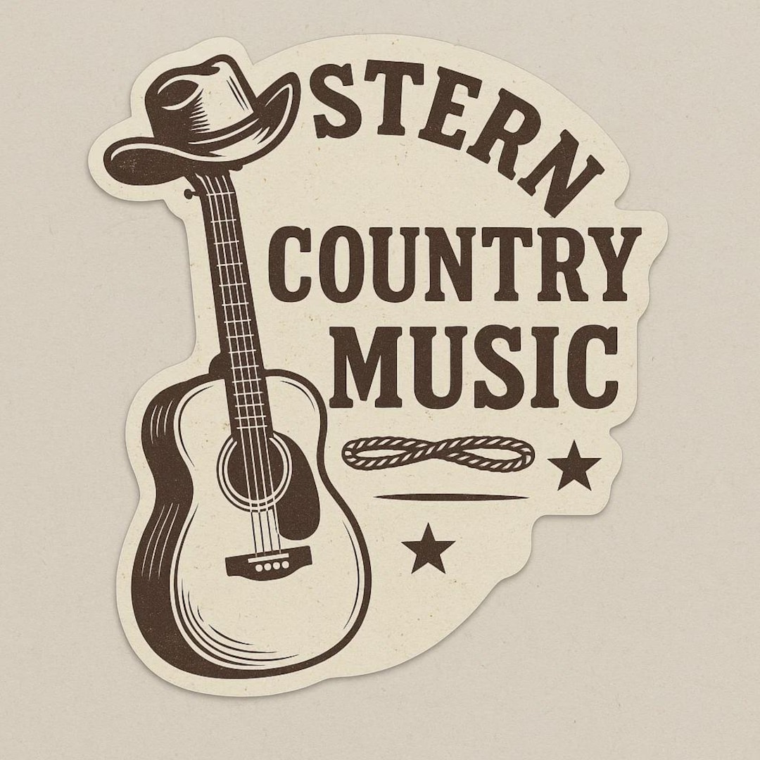 Western Country Music Sticker – Cowboy Guitar Hat Sticker for Car ...