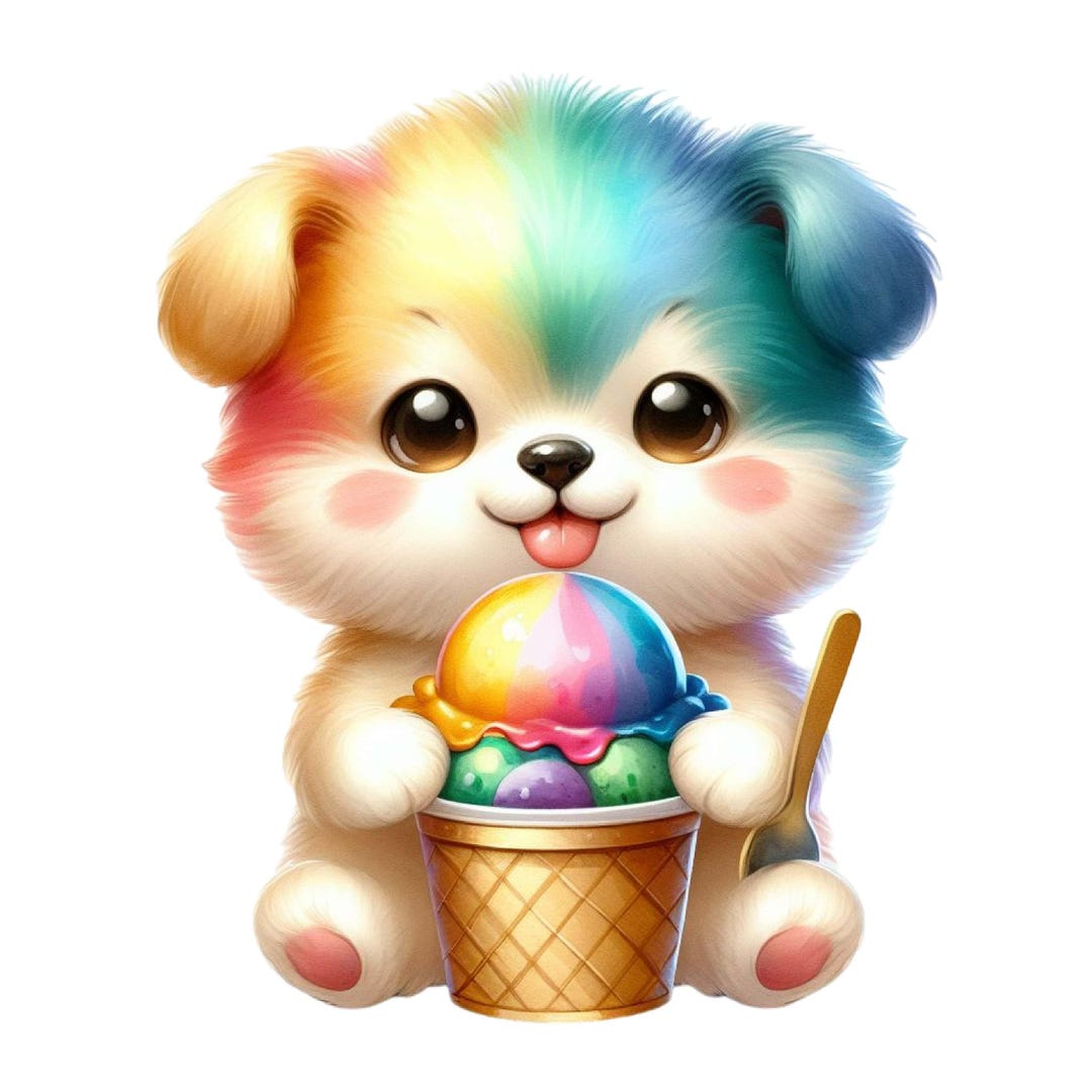 Car Sticker Cute Baby Animals With Ice Cream Decal Weatherproof Outdoor ...