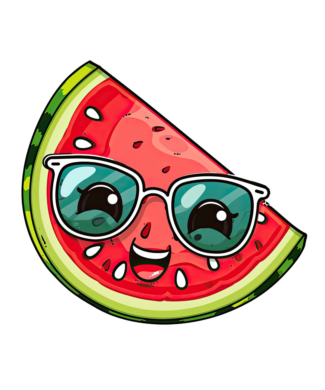 Funny Melon Sticker With Sunglasses Funny Fruit Sticker Cute Cartoon ...