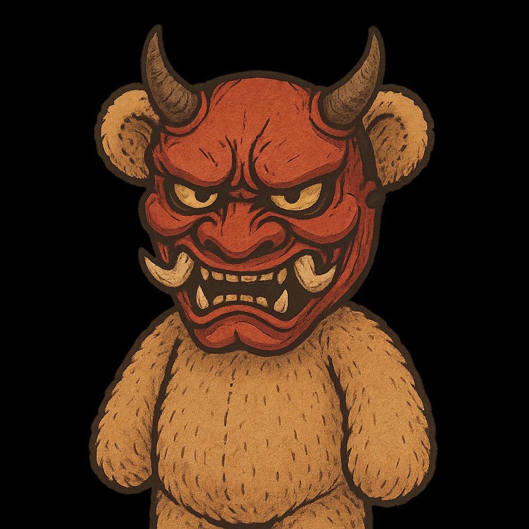 Buy Teddy Bear With Oni Mask Sticker Outdoor Uv-resistant Vinyl Sticker ...