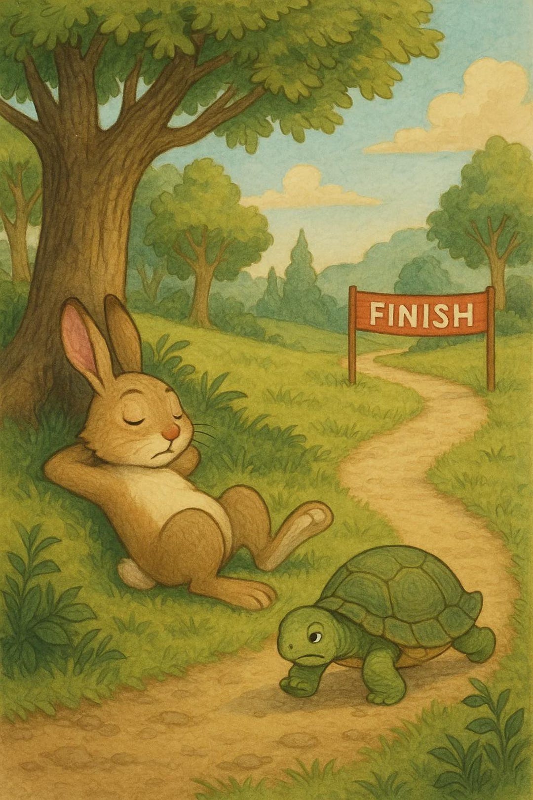 Fox and Turtle Wall Sticker Fable Animal Fairytale Illustration ...