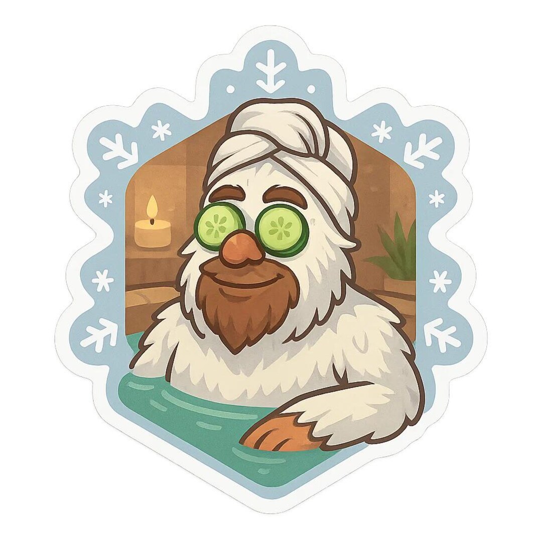 Yeti Sticker in the Spa With Cucumber Slices on the Eyes Funny Comic ...