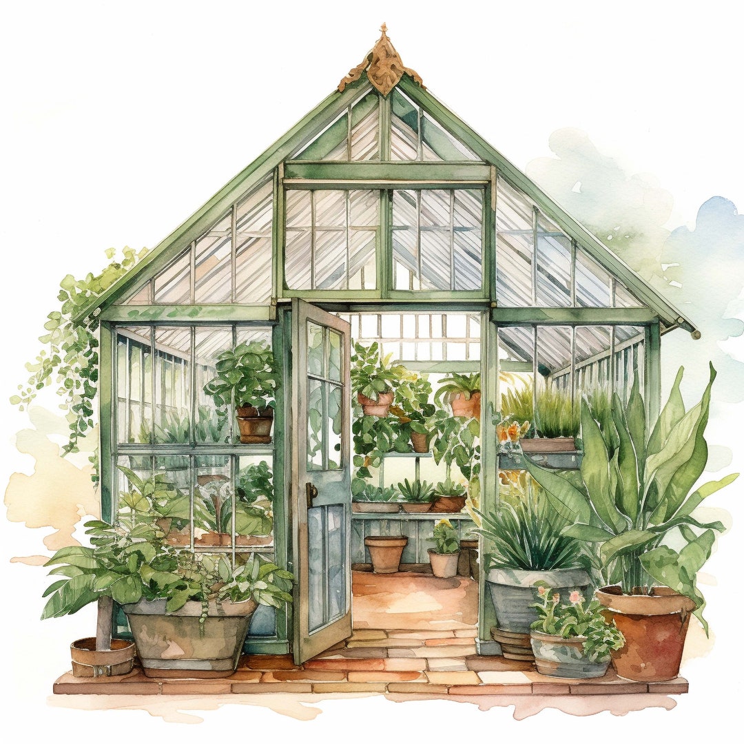 Watercolor Greenhouse Sticker Customizable Outdoor Vinyl Sticker - Etsy