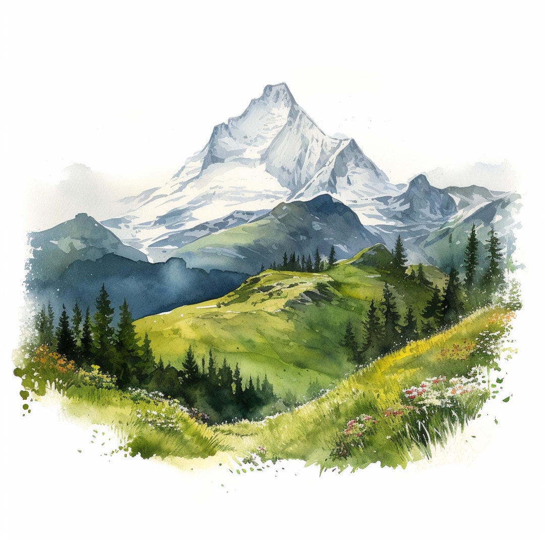 Car Sticker Watercolor Swiss Alps Sticker Weatherproof Outdoor Vinyl ...