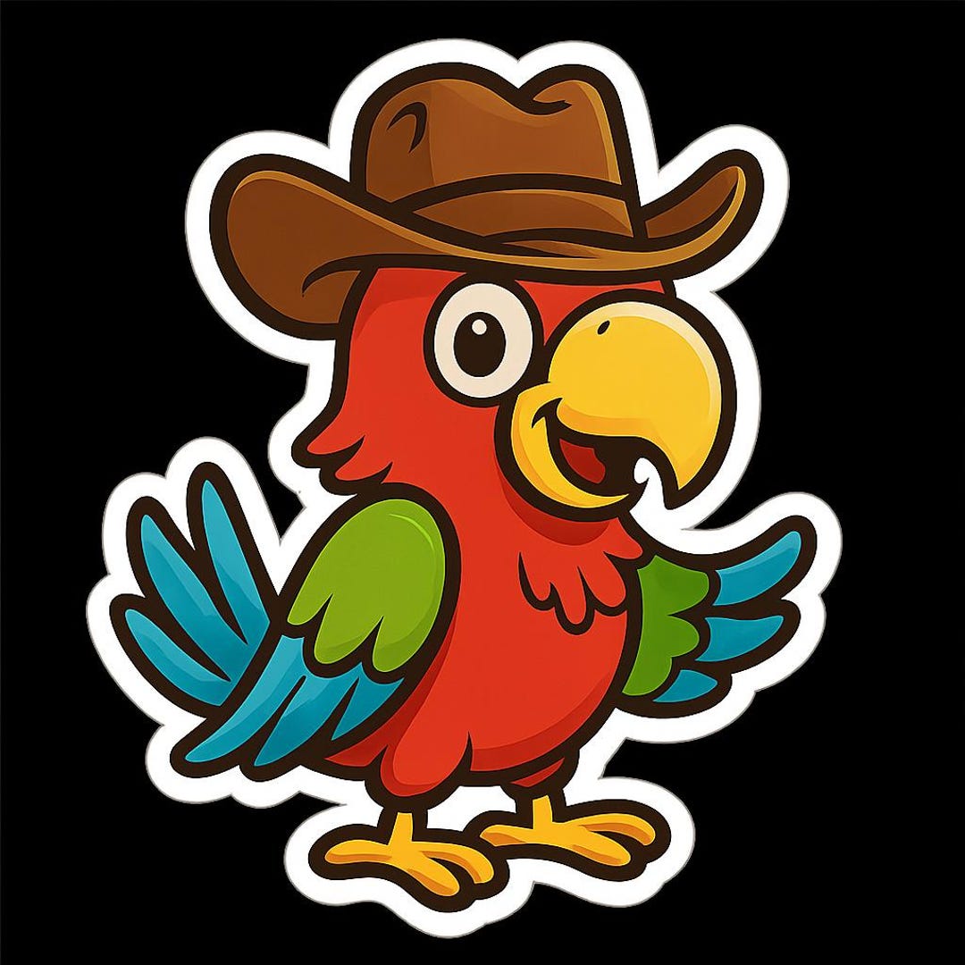 Parrot With Cowboy Hat Sticker – Funny Car Sticker – Weatherproof ...
