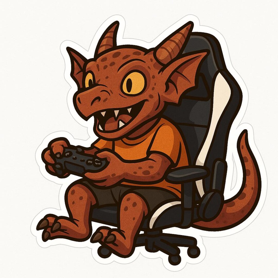 Gamer Goblin Sticker – Fantasy Goblin in a Gaming Chair – Weatherproof ...
