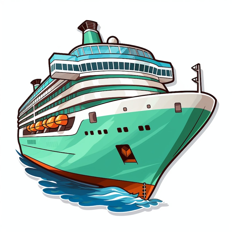 Cruise Ship Sticker Ship Cartoon Car Sticker Travel Holiday Maritime ...