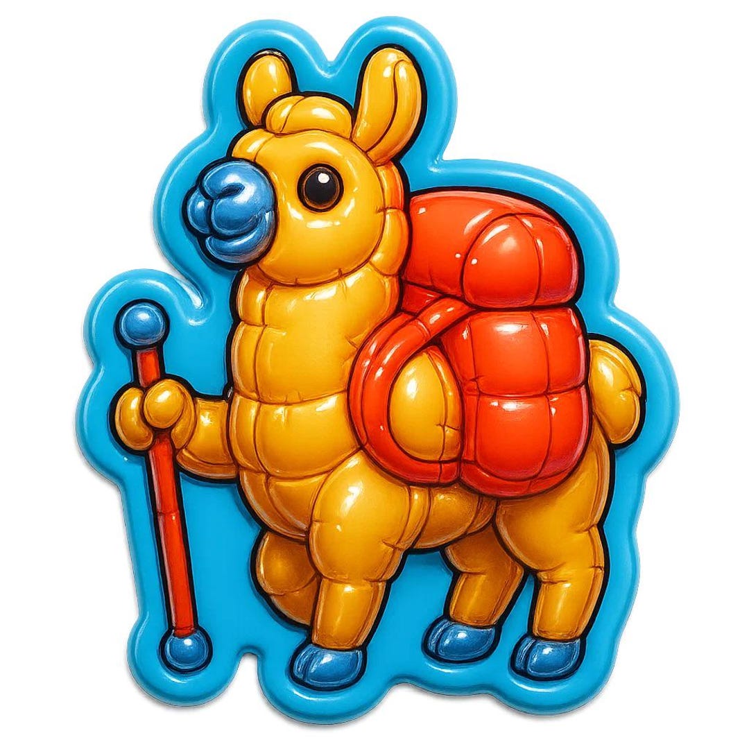Llama Hiking Sticker | Funny Outdoor Sticker With Llama and Backpack ...